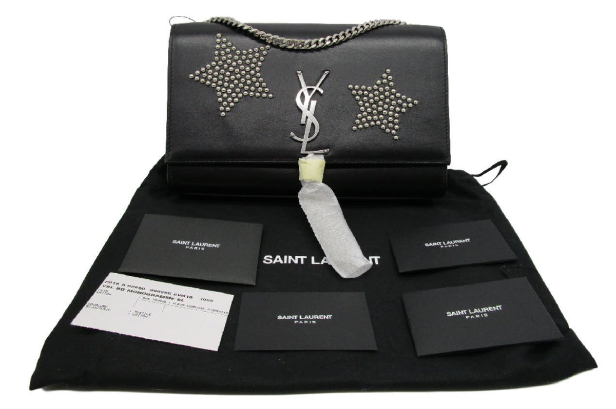 Saint Laurent Monogram Kate Monogram Medium Tassel Stars Black Calfski ...