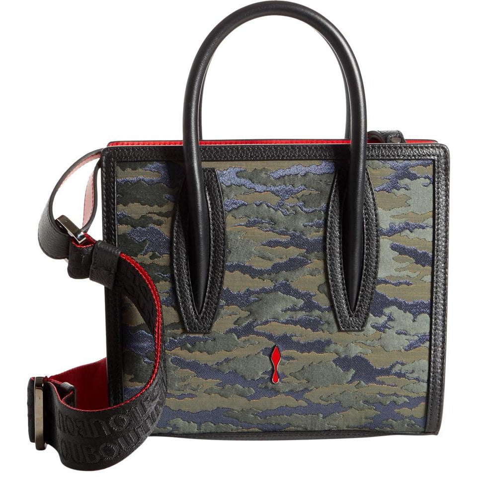 Christian Louboutin Mini Paloma Camo Jacquard Satchel Black Leather Sh ...