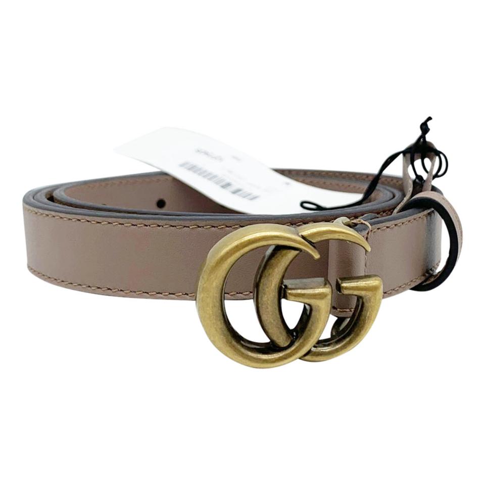 Gucci Beige Marmont New Double G Thin Nude .8cm Size 90 Belt - MyDesignerly