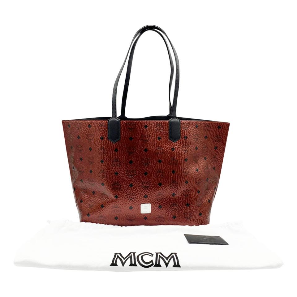 MCM Diamond Visetos Metallic Red Coated Canvas Tote - MyDesignerly