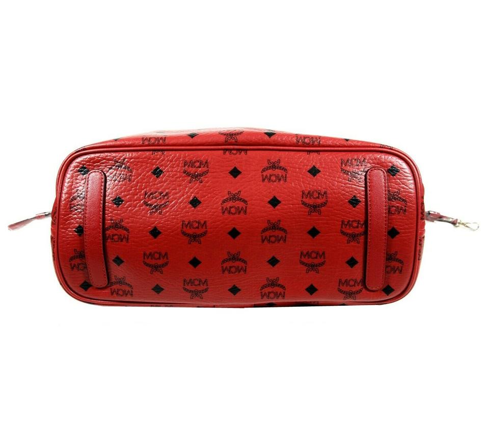 MCM Visetos Medium Liz Reversible Shopper Ruby Red Coated Canvas Tote ...