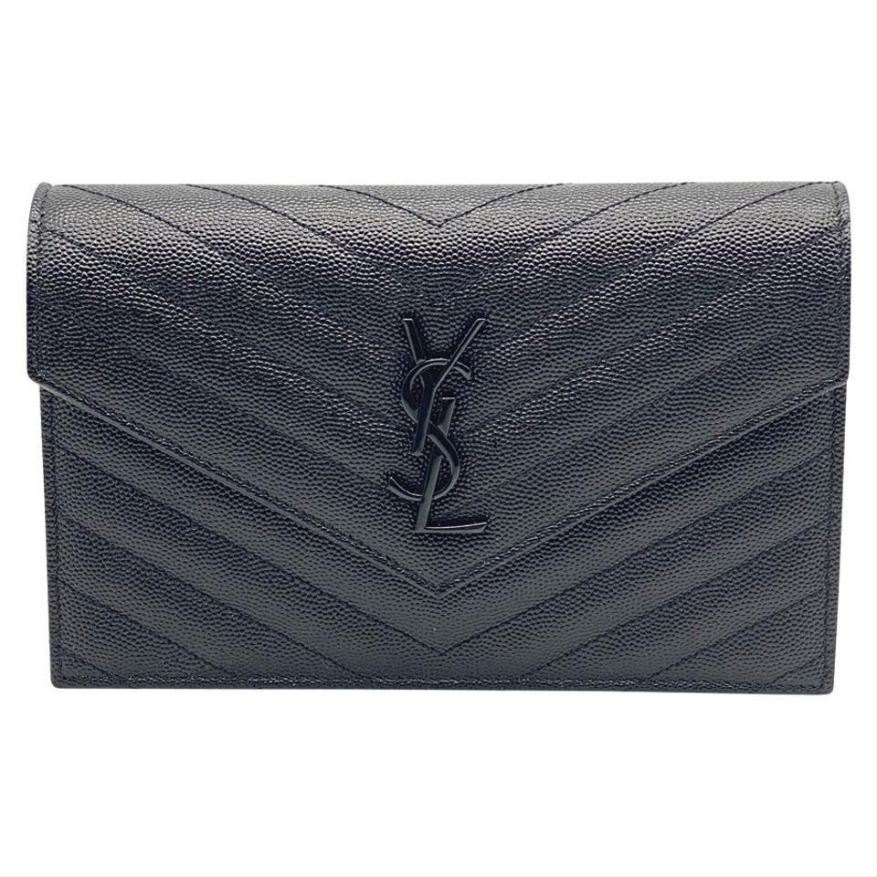 Saint Laurent Chain Wallet Monogram Ysl Small Matelasse Envelope Black ...