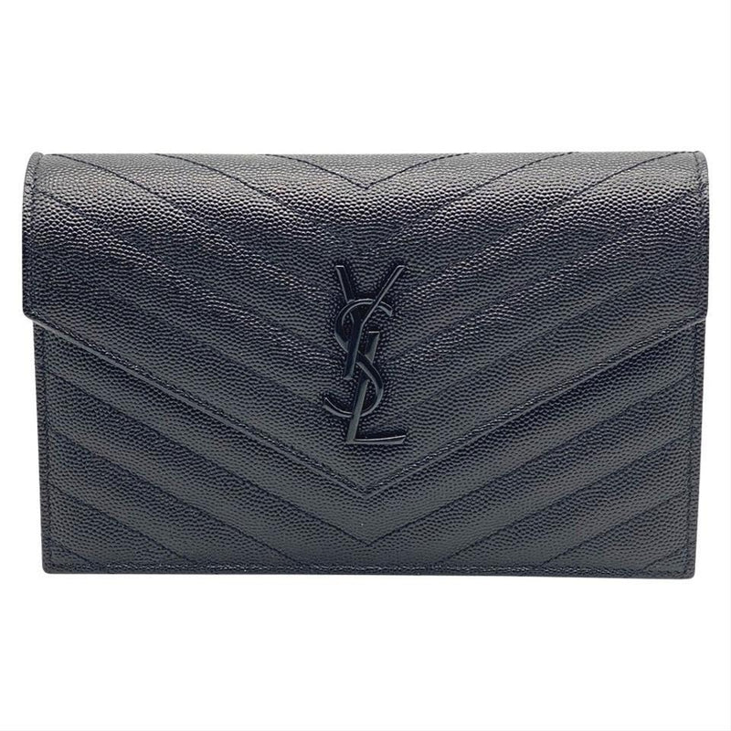 Saint Laurent Chain Wallet Monogram Ysl Small Matelasse Envelope Black ...
