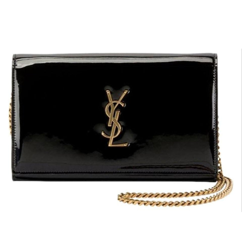Saint Laurent Wallet on Chain Monogram Kate Monogram Ysl Black Patent ...