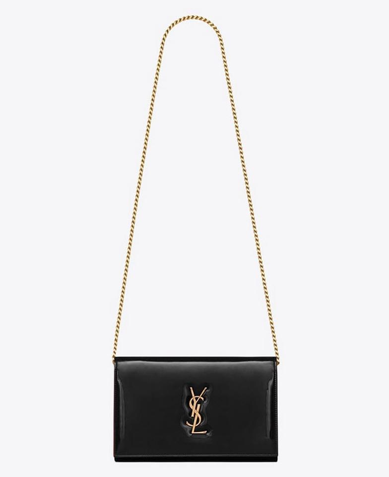 Saint Laurent Wallet on Chain Monogram Kate Monogram Ysl Black Patent ...